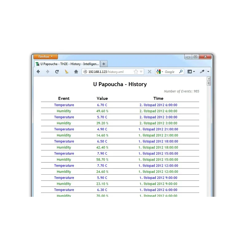 TH2E: Ethernet thermometer and hygrometer, EU power supply - TH2E_C_EU